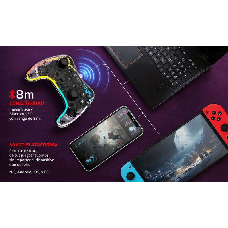 Gamepad Inalámbrico | Kontrol Glow SW G600 | Neón - Transparente